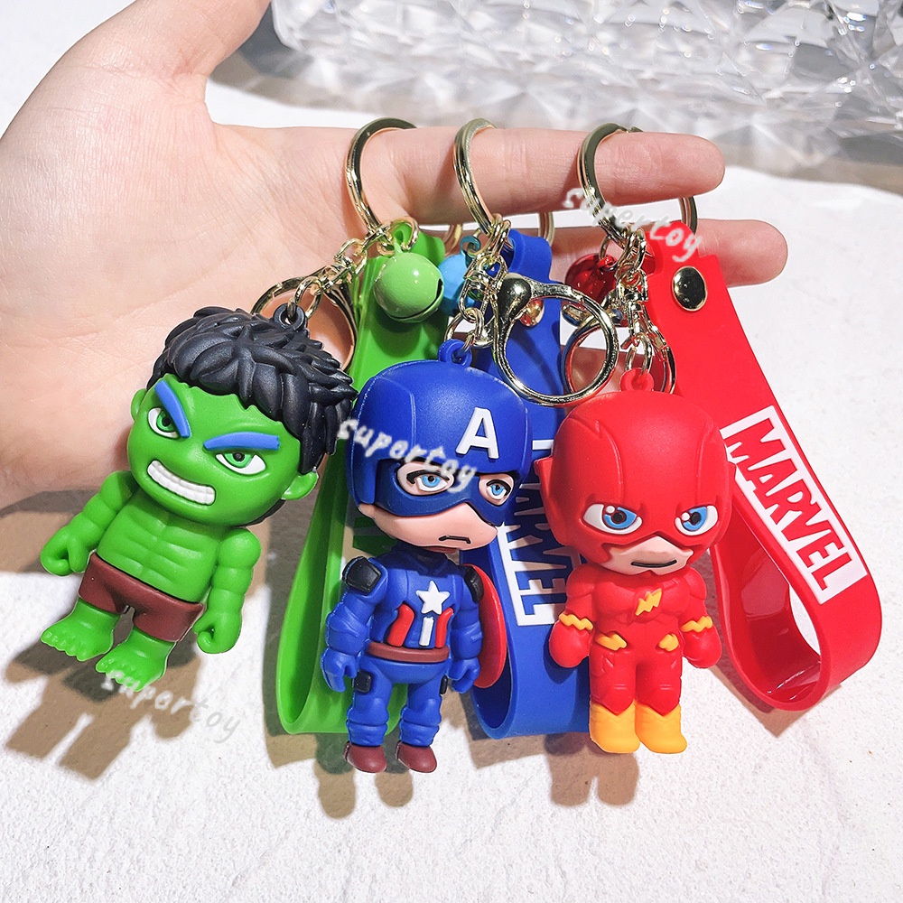 Marvel Super Hero Keychain Thanos Iron Man Spiderman Hulk Thor Captain ...