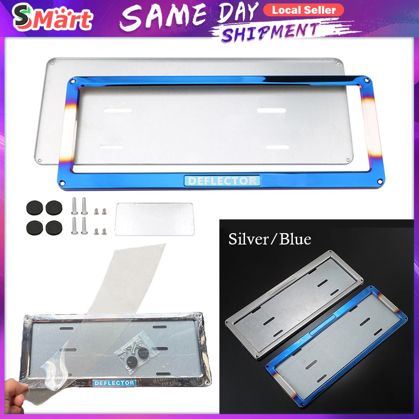 Car Plate Number Plating Blue Silver Stainless Steel Car Plate Frame ...