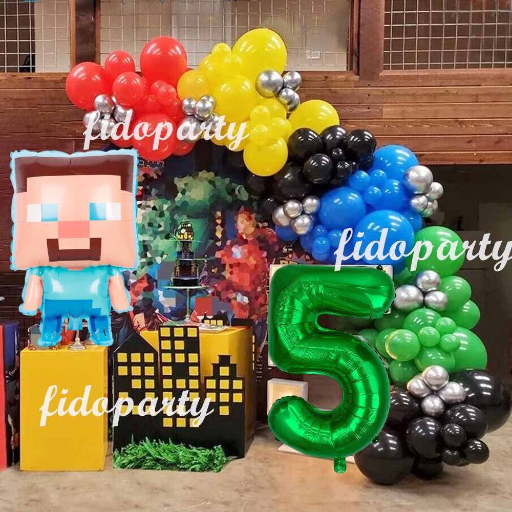 86pcs Minecraft Roblox Theme Balloon Garland Arch Kit 32inch Green ...