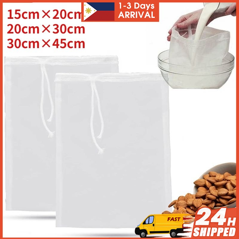 Mesh Filter Bag Reusable Food Nut Milk Bean Muslin Fish Cook Boiling ...