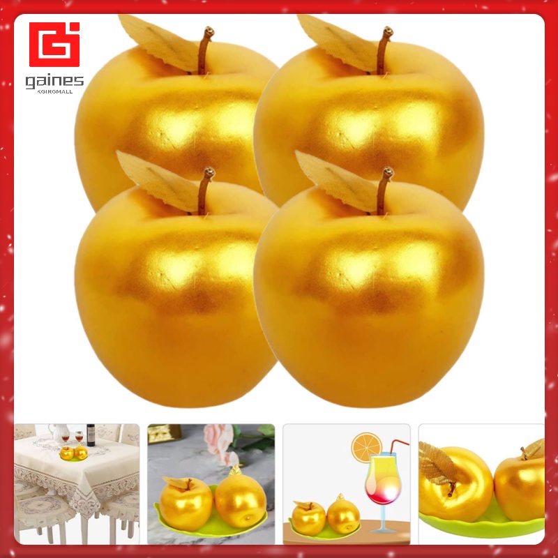 Simulated Apples Model Realistic Christmas Golden Props Mini Fruit ...