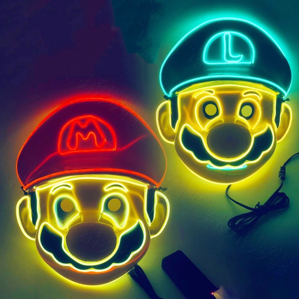 Super Mario Bros Anime Figures Mario Luigi Led Masks for Children ...