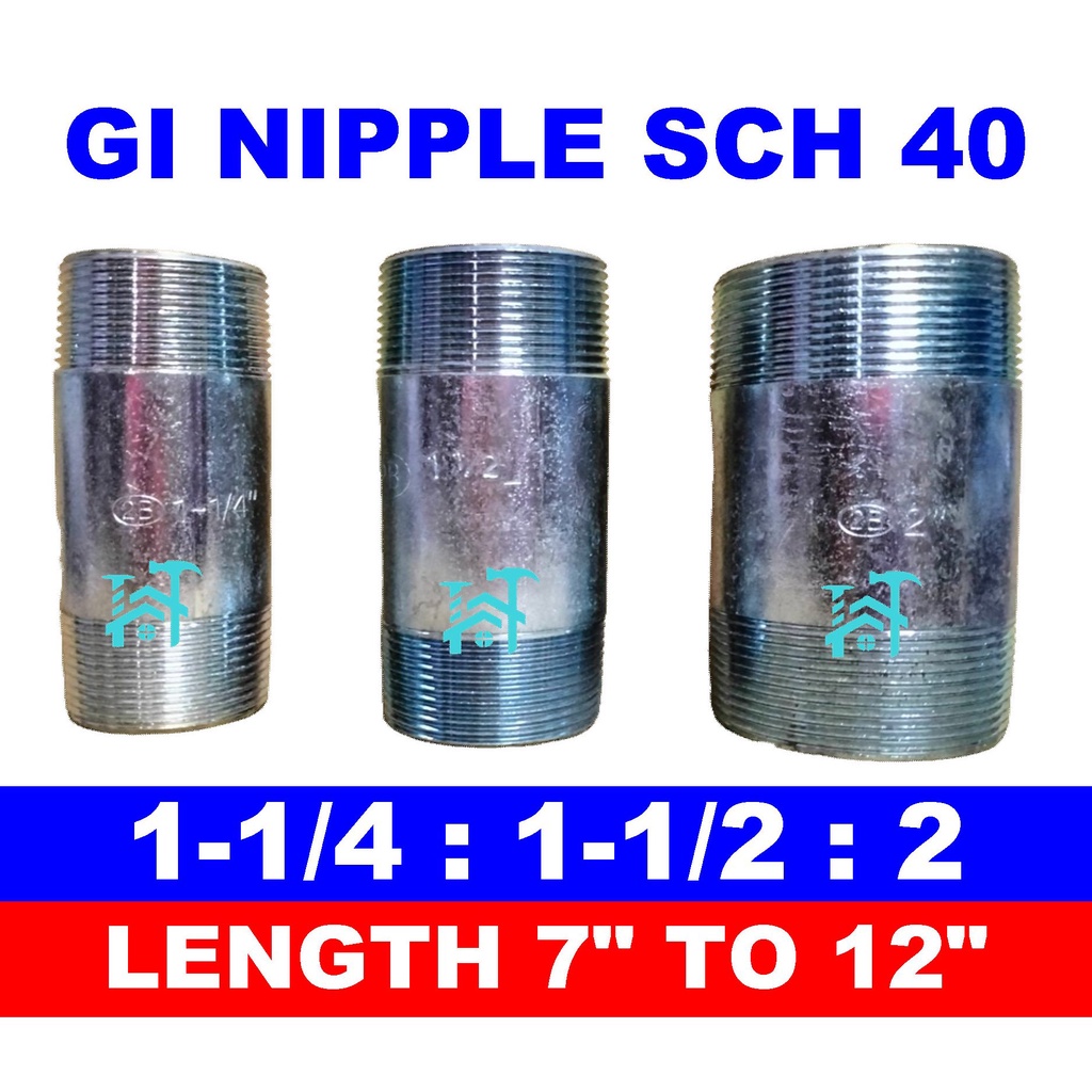 GI NIPPLE : GALVANIZED NIPPLE 1-1/4 : 1-1/2 & 2" (LENGTH 7 TO 12") | Shopee Philippines