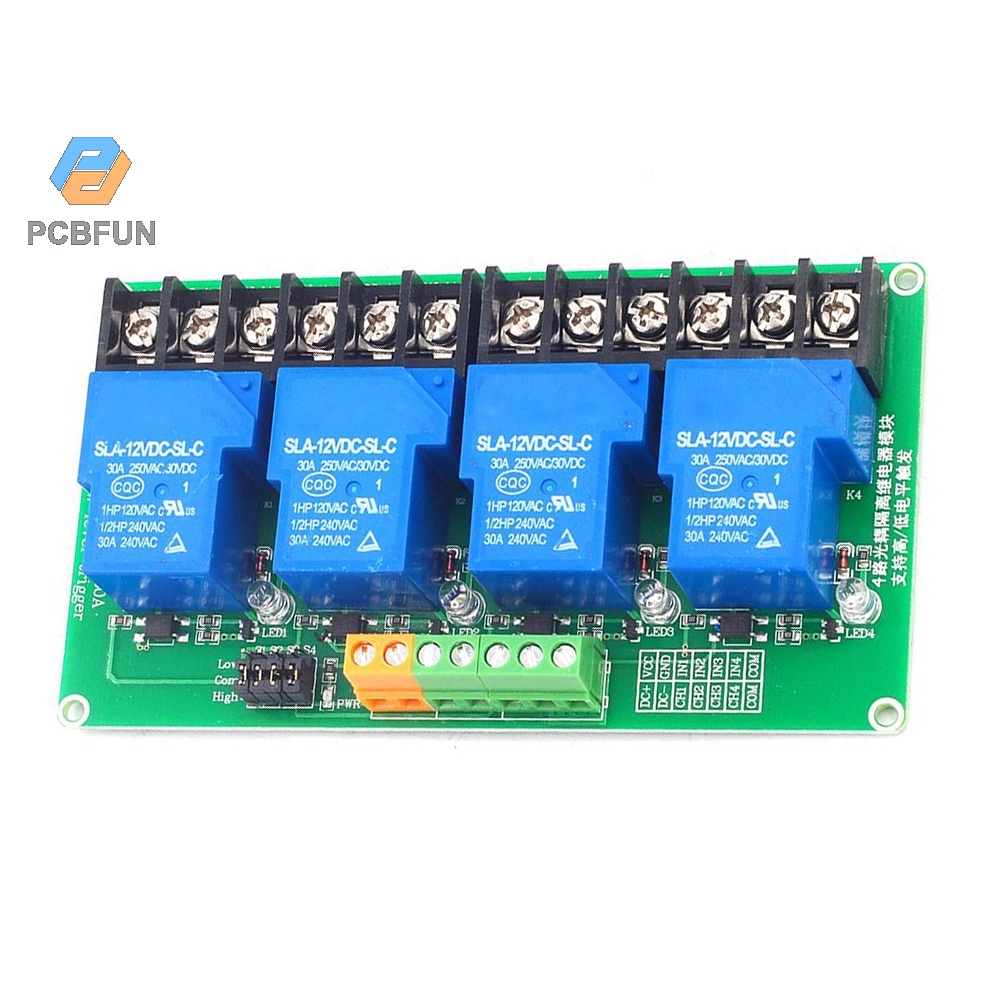 Pcbfun 5v 12v 24v 30a 4 Channel Relay Module High Low Level Relay Module Smart Home Plc | Shopee ...