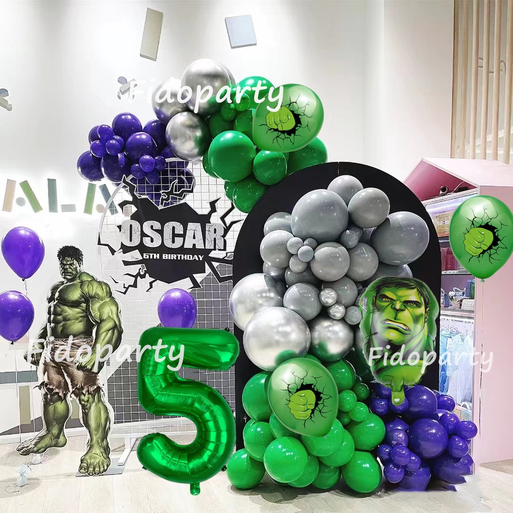 Marvel Superhero Theme Hulk Balloons Chain 32inch Green Number Balloon ...