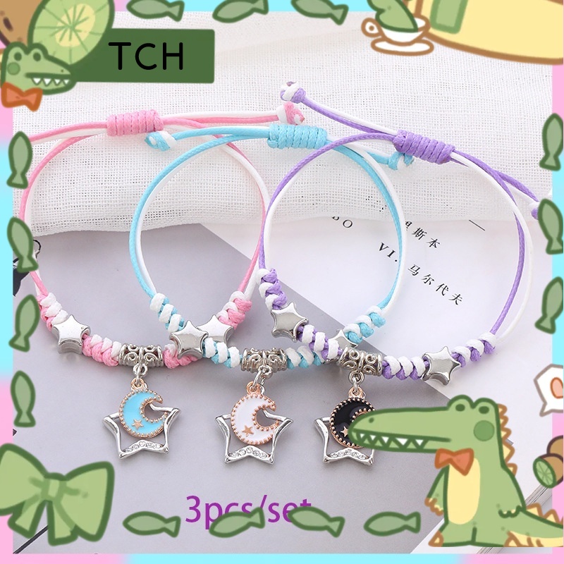 3pc Lucky Charm Handmade Couple Trio Friendship Bracelet Moon/Bff ...