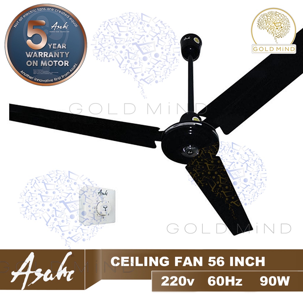 Asahi Ceiling Fan Metal Propeller 56 Inches with Wall Mounted Rotary ...