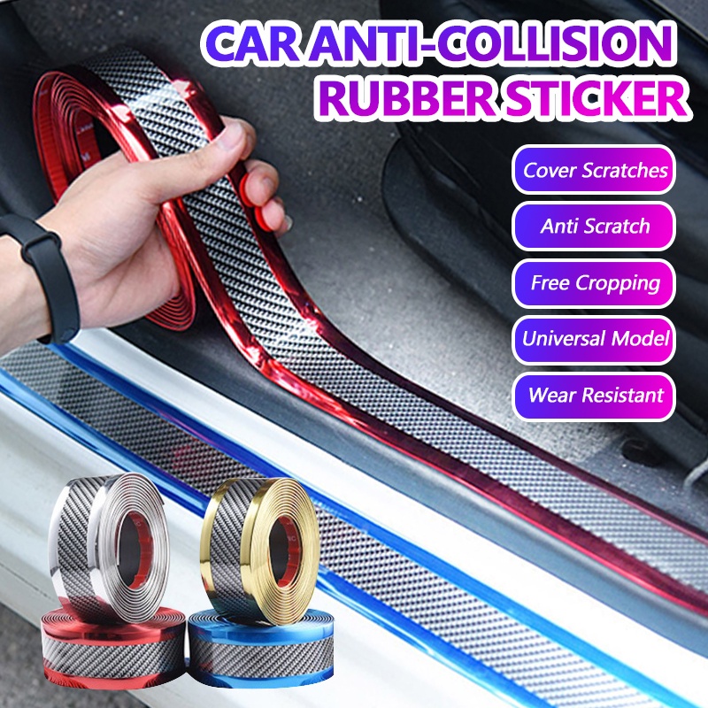 Car Threshold Strip Carbon Fiber Rubber Door Sill Protection Sticker ...