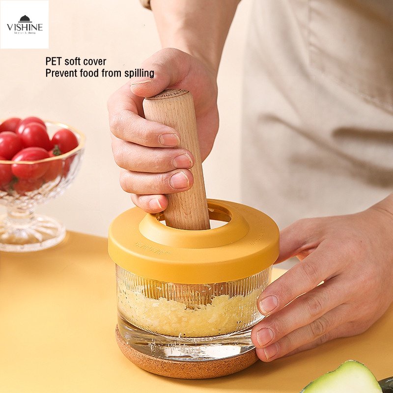 Food Nuts Garlic Smasher Fruit Spices Grinder Bamboo Handle Mortar And ...