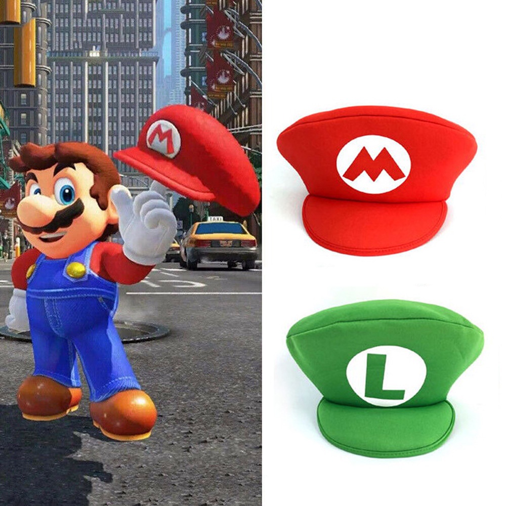 Anime Super Mario Hat Cap Luigi Bros M L Letter Printed Cosplay Cartoon ...