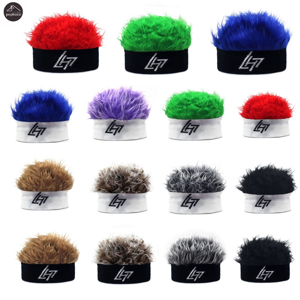 PopKozzi Hat Handsome Simulation Wig Short Hair Retro Hip-Hop Spoof ...