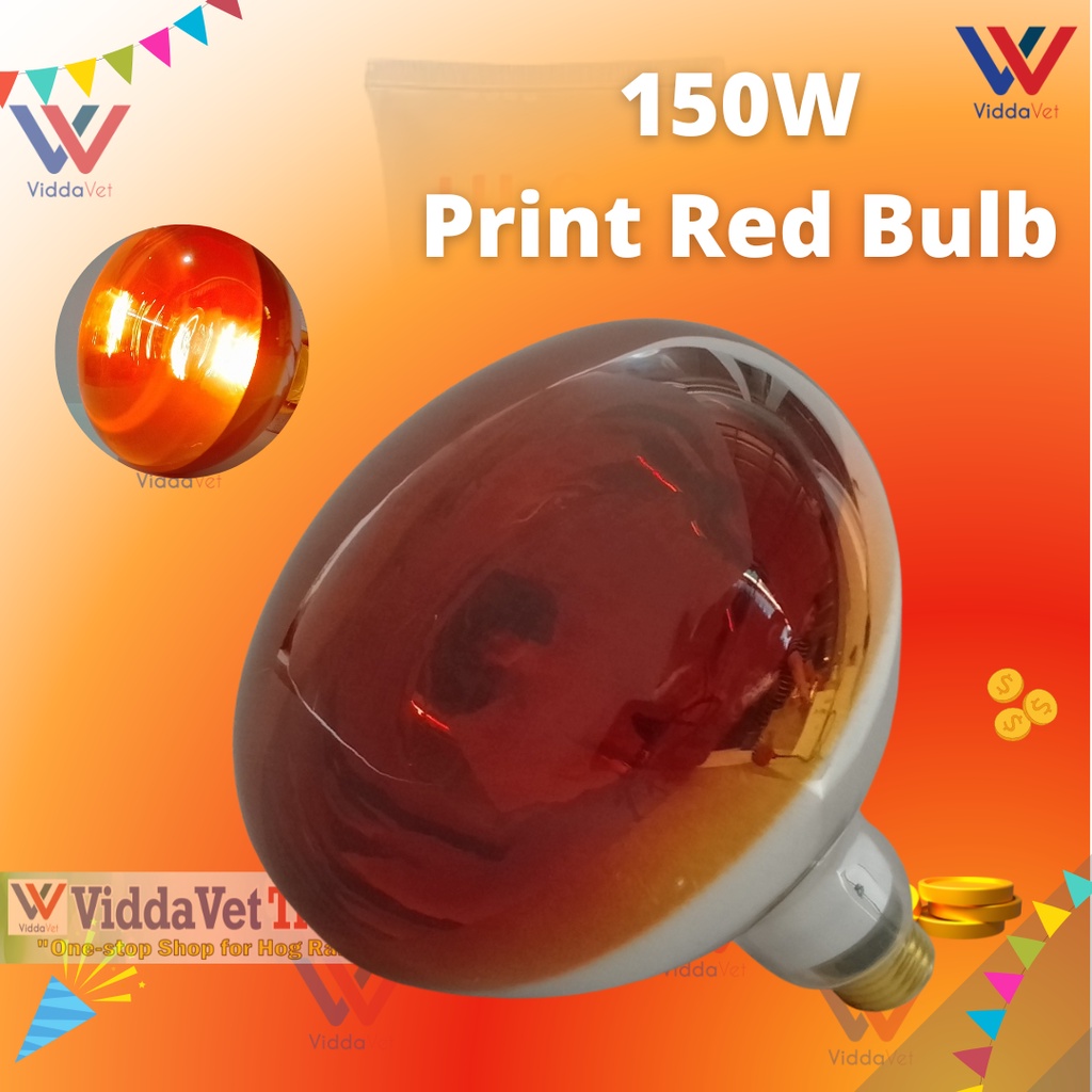Viddavet 150watts Print Red Bulb for Animals poultry Infrared Brooding ...