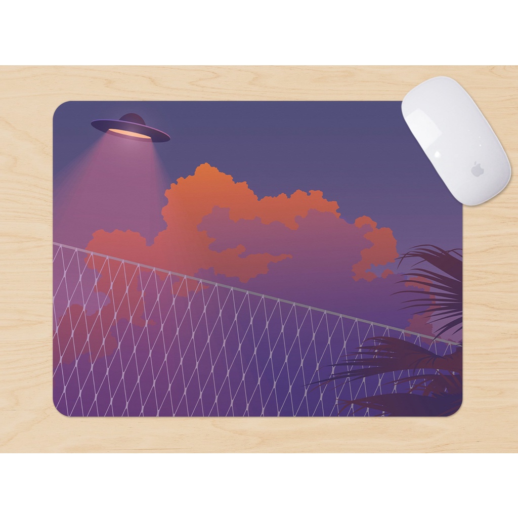 Retro UFO Desk Mat lo-fi Anime aesthetics mousepad, xxl gaming deskmat ...