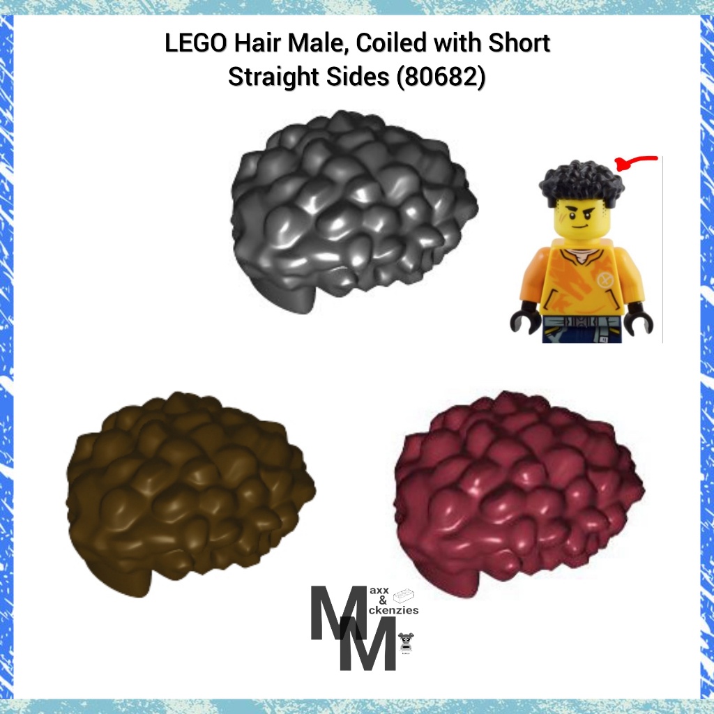 Hair Male, Coiled with Short Straight Sides (80682) LEGO Minifigure ...