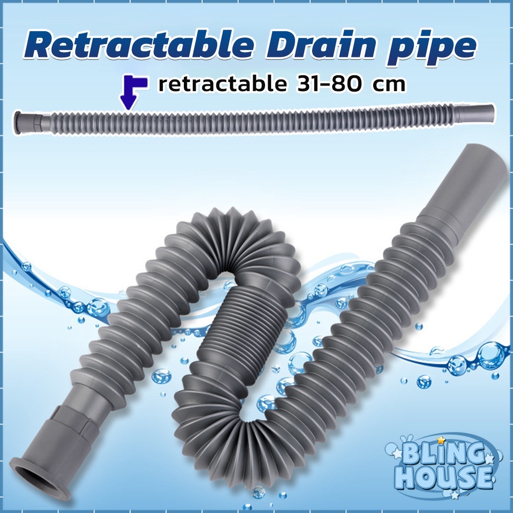 Drain Pipe Household Plastic Bathroom Flexible Anti-odor Tube Drainage ...