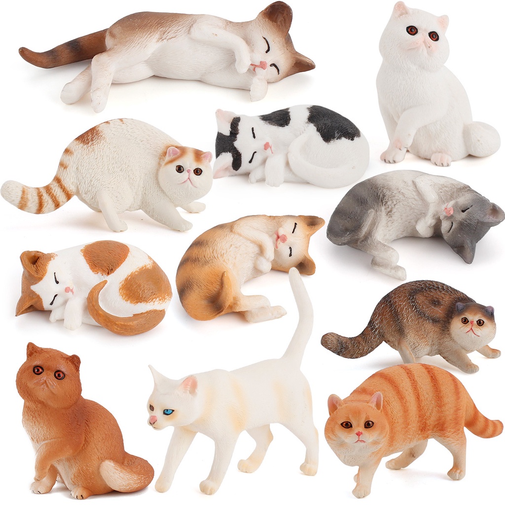 Simulation Cat Model Set Cat Ornaments Black White Kitten Toy | Shopee ...