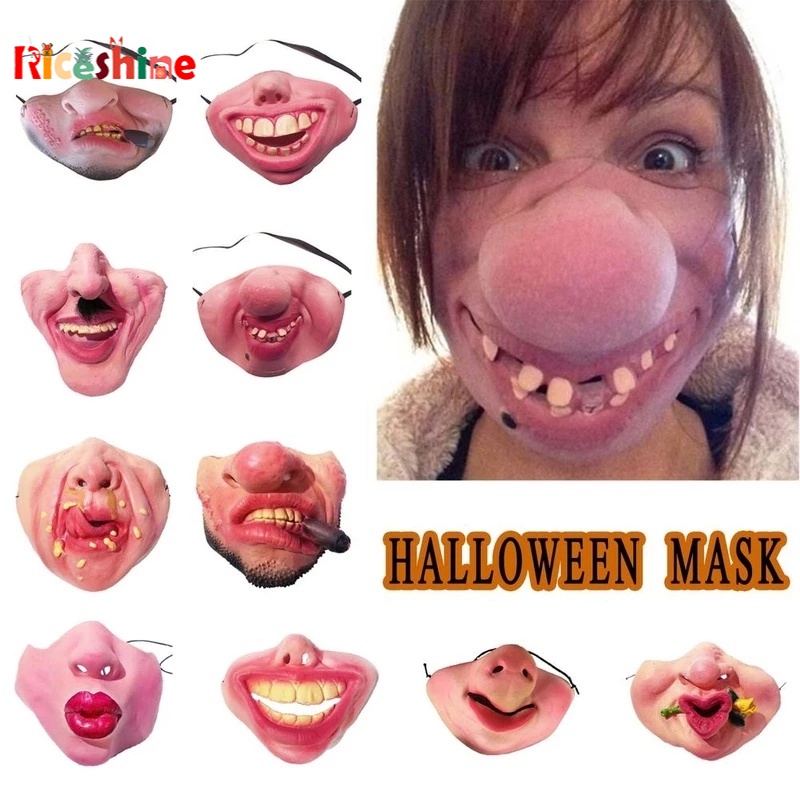 Ugly Latex Face Masks Elastic Band Big Nose Half Face Halloween Party ...