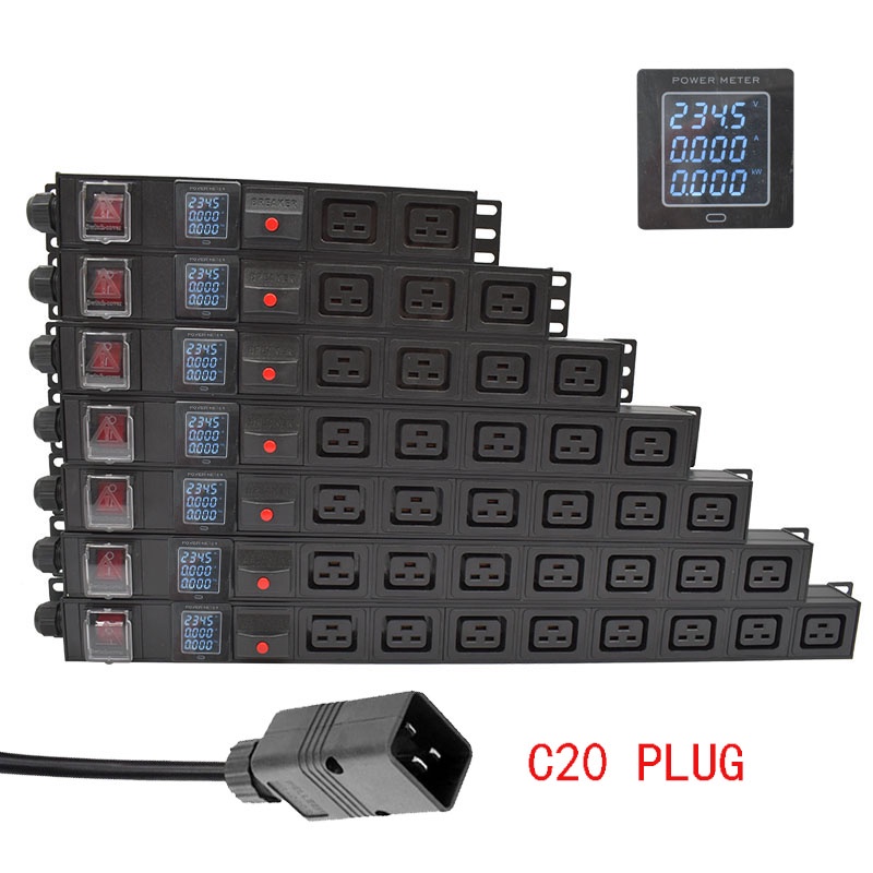 Pdu Power Strip C19 Output 2 16 Ac Socket With Current Display Meter 1488