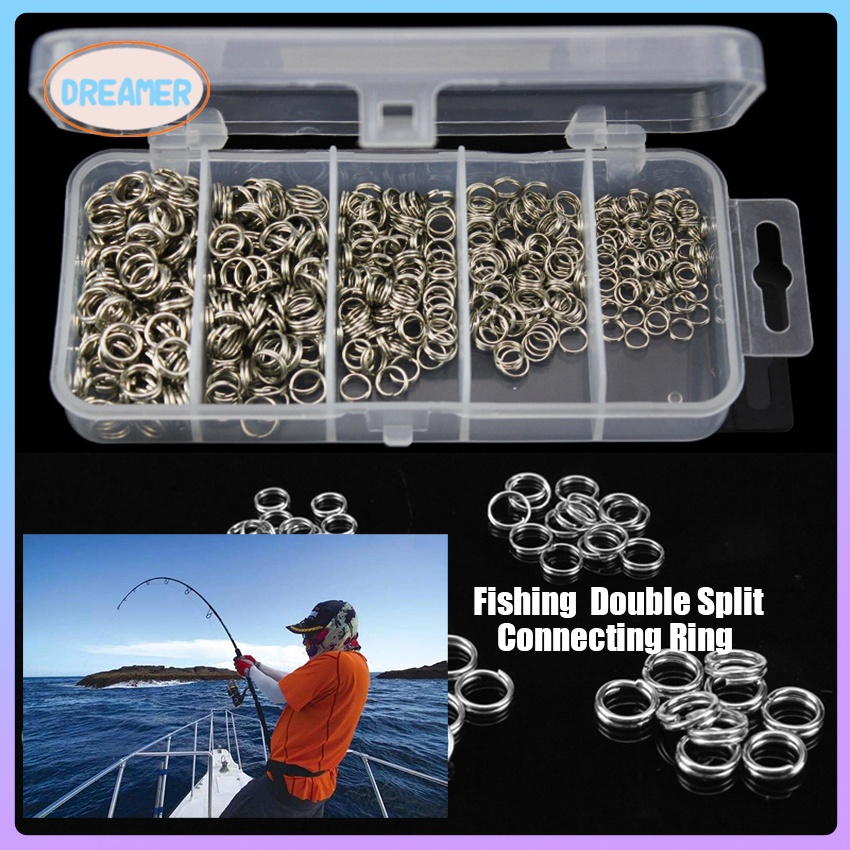 250pcs Assorted Fishing Rings Stainless Steel Double Split Rings Double ...