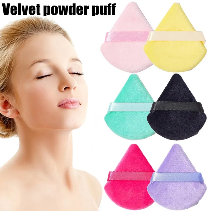 Washable Velvet Makeup Puff/Soft Cotton Face Triangle Powder Puff ...
