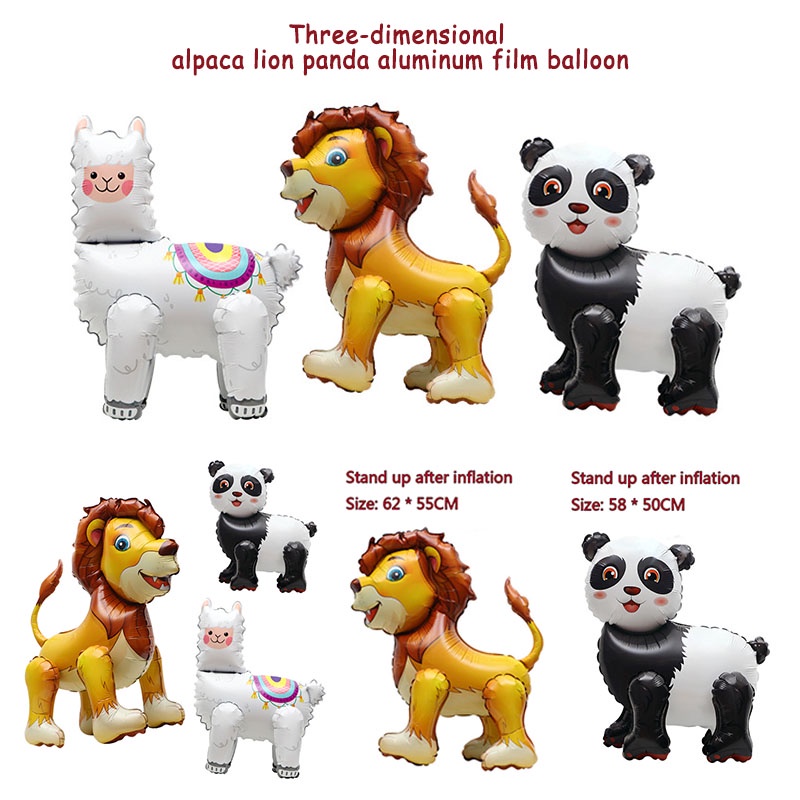 4D Alpaca Lion Panda Animal Shape Aluminum Film Balloon Theme Party ...