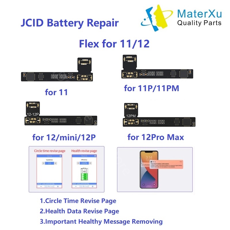 JC V1SE Battery Repair Flex Cable For Phone 11 to 15 Pro Max Mini JCID ...