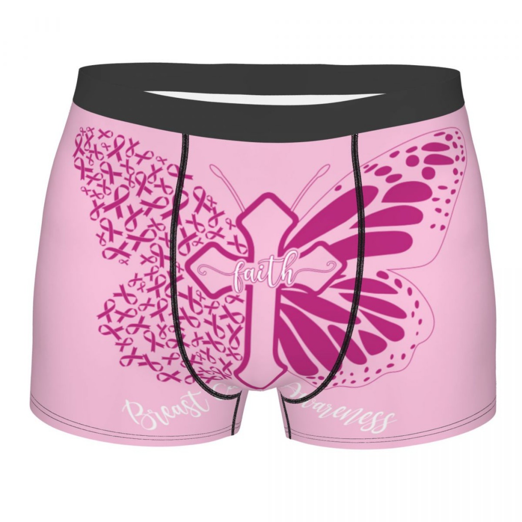 2023 Men's Fashion Butterfly Cross Faith Pink Ribbon Gift Underwear ...