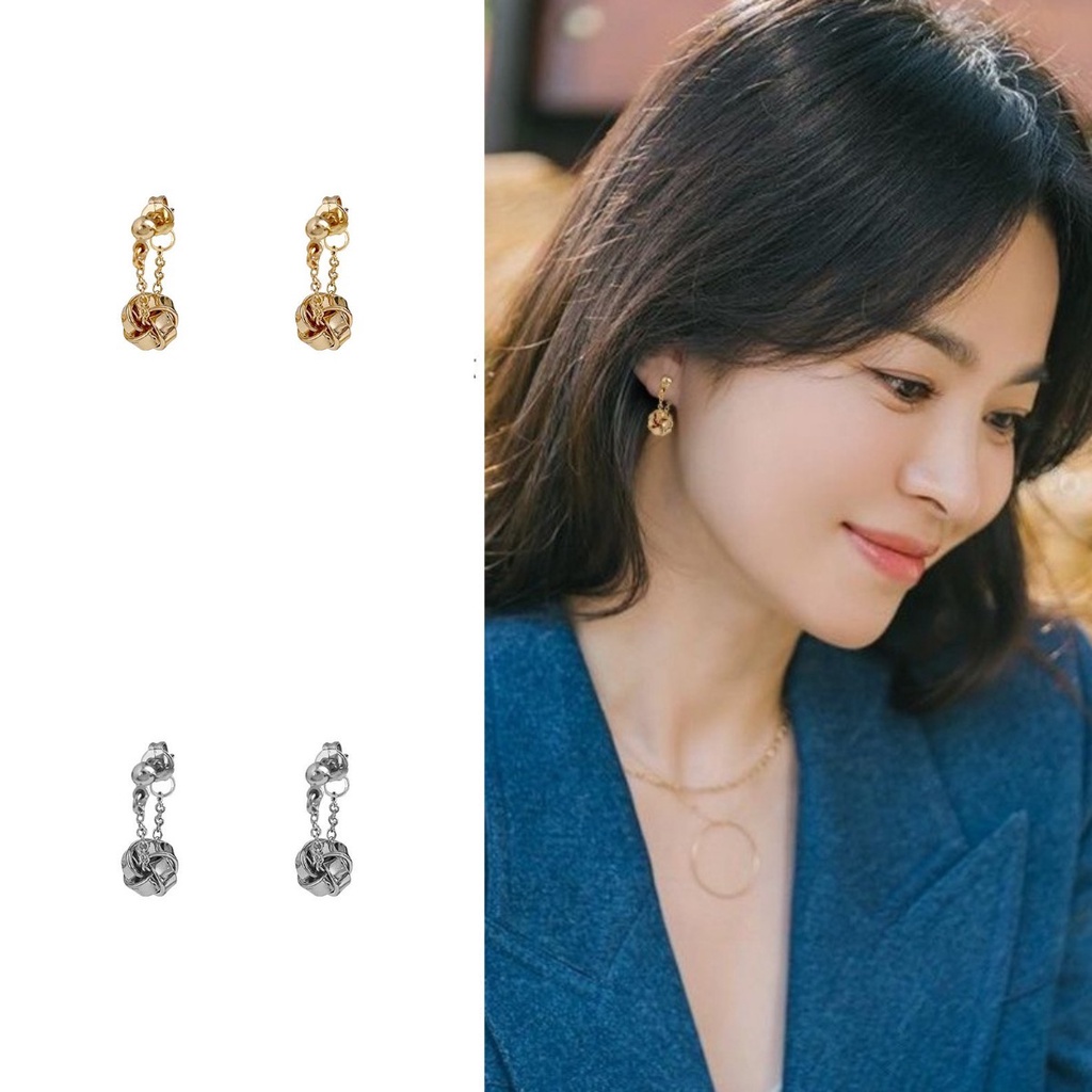 E275 French Vintage Mini Flower Ear Studs Chain Pendant Drop Earrings ...