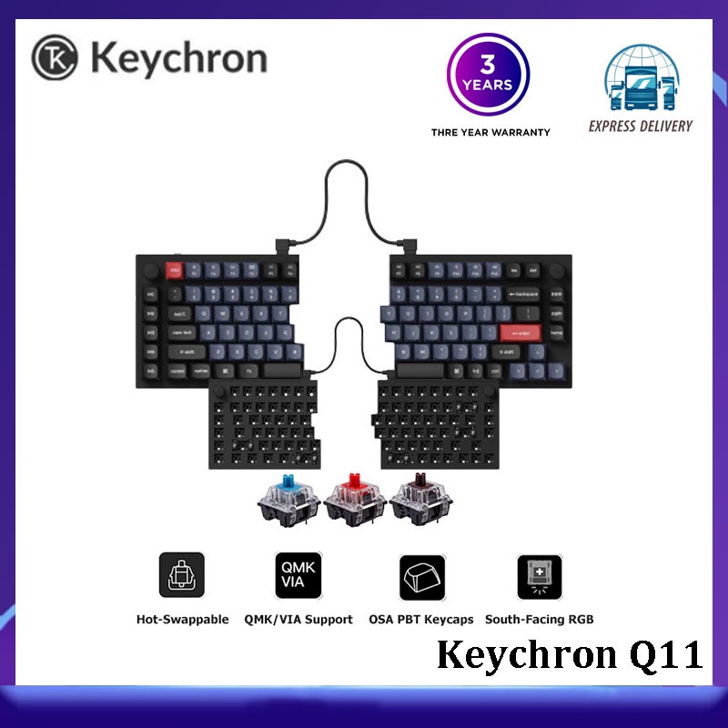 (in stock)Keychron Q11 QMK/VIA split 75% custom wired mechanical ...