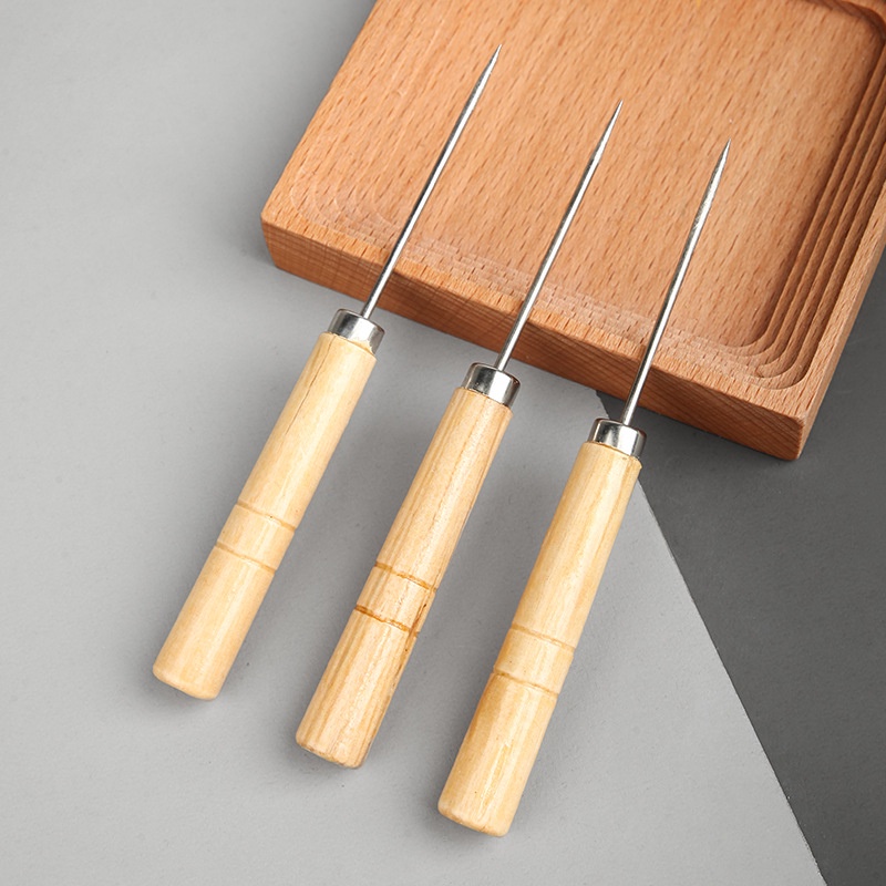Wooden Handle Leather Punch Hole Craft Repair Shoes Sewing Tools Tip ...