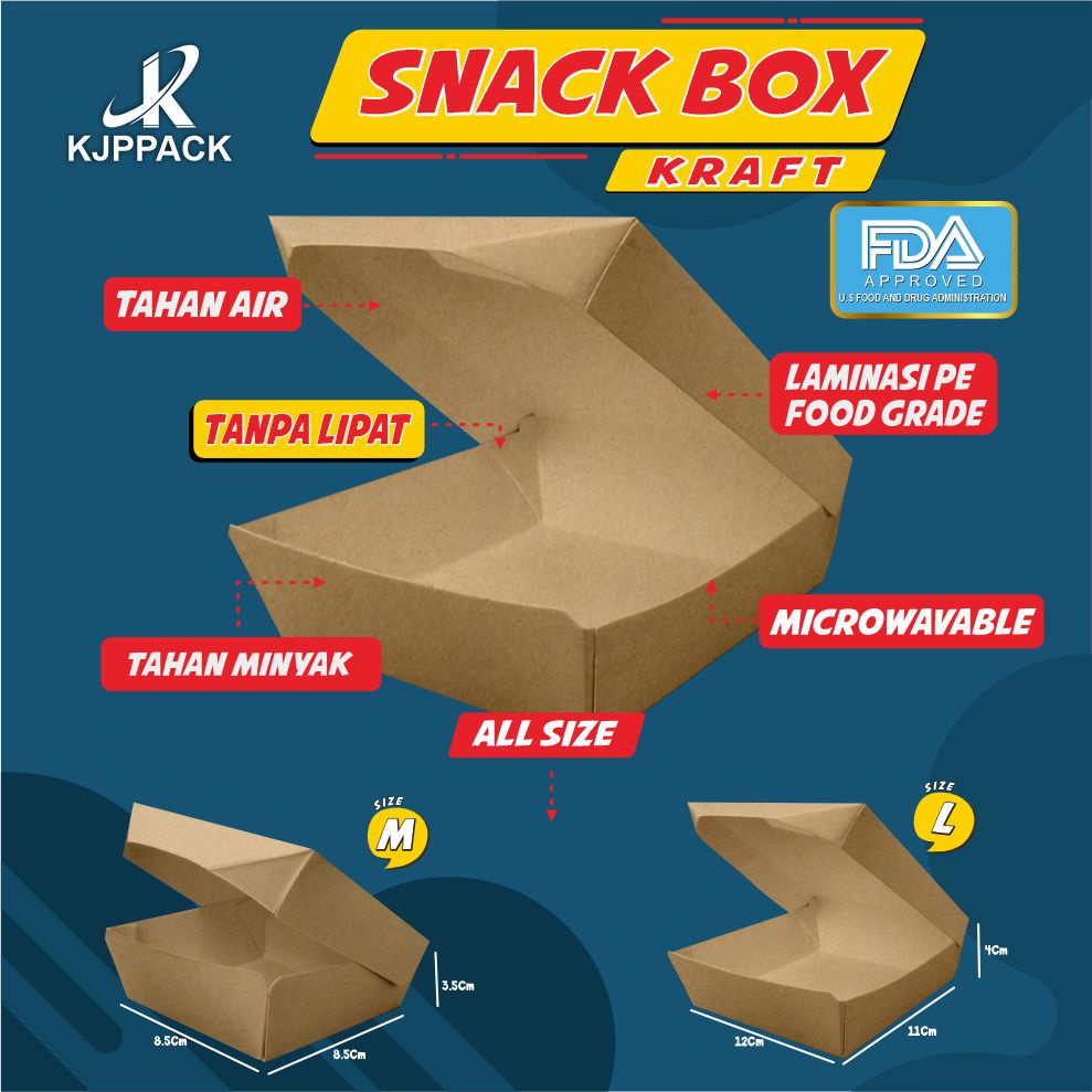 Snack BOX PREMIUM Kraft Snack BOX Without Folding Laminate FDA Food ...