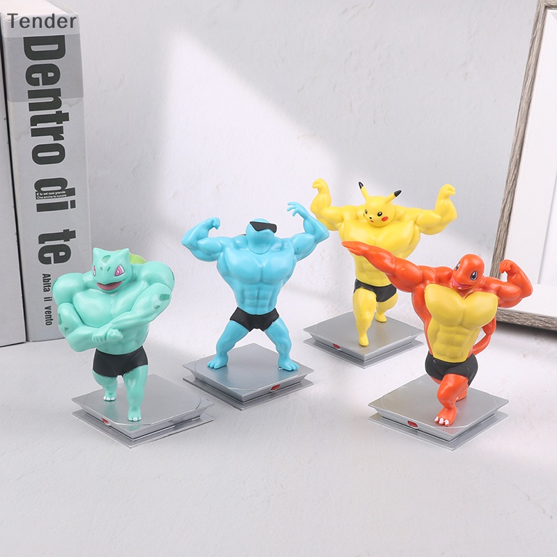 [Shyvana] 1Pc 10cm Muscle Pikachu Action Figure Bulbasaur Squirtle ...