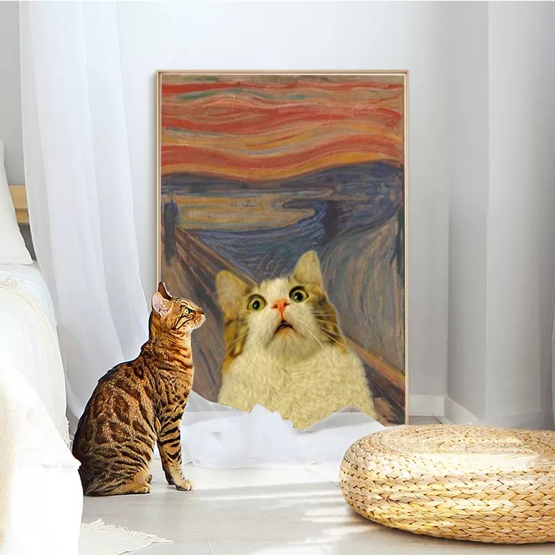Classic Fantastic Edvard Munch The Scream Oil Painting Cat Dog Art ...