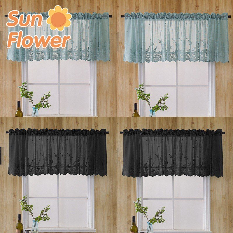 Home Kitchen Window Curtains Floral Curtain Diaphanous Stylish Short ...
