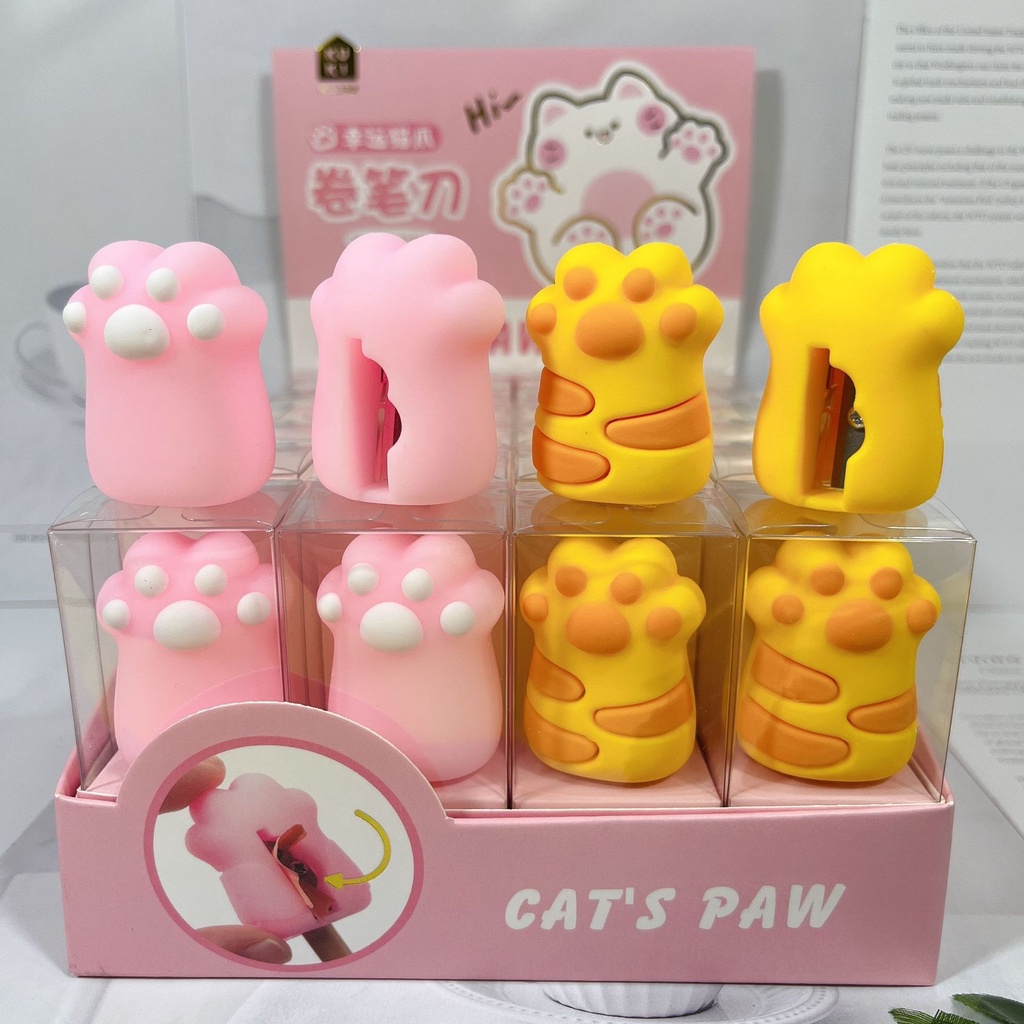 Kawaii Lucky Cat Paw Soft Silicone Pencil Sharpeners School Office ...