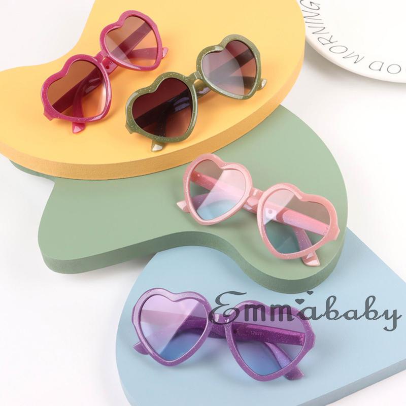 Emma-Kids Cute Sunglasses, Gradient Color Heart Eye Protect Funny ...
