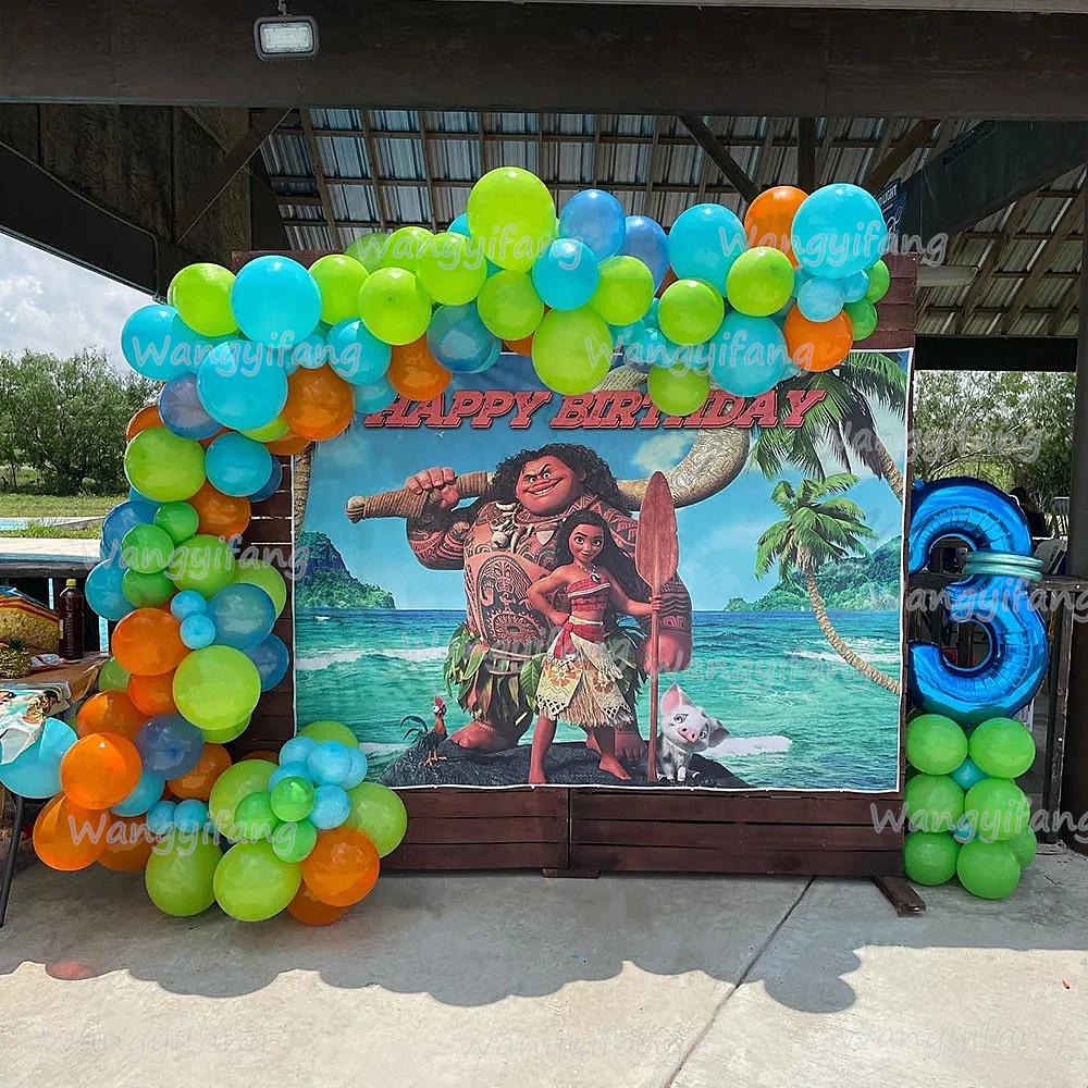 Disney Moana Balloons Set Garland Arch Kit Birthday Green Latex Balloon ...