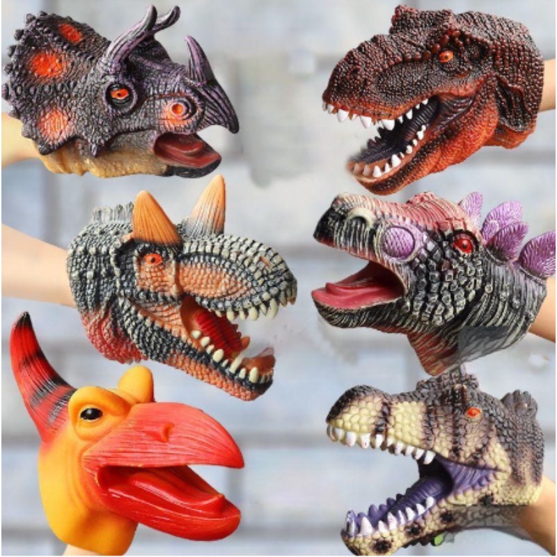 Dinosaur Hand Puppets Realistic Latex Soft Animal Toys Set ...