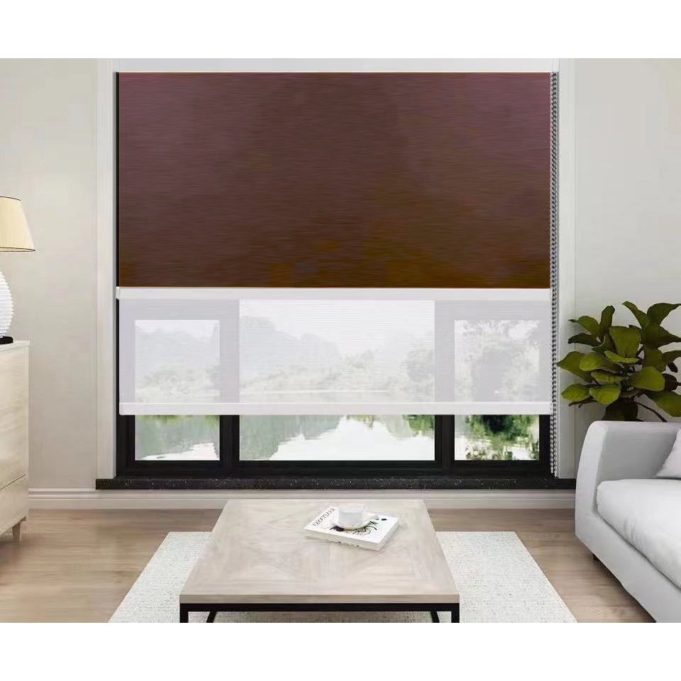 180cm Height Adjustable Double Layer Roller Blinds Blackout Window ...