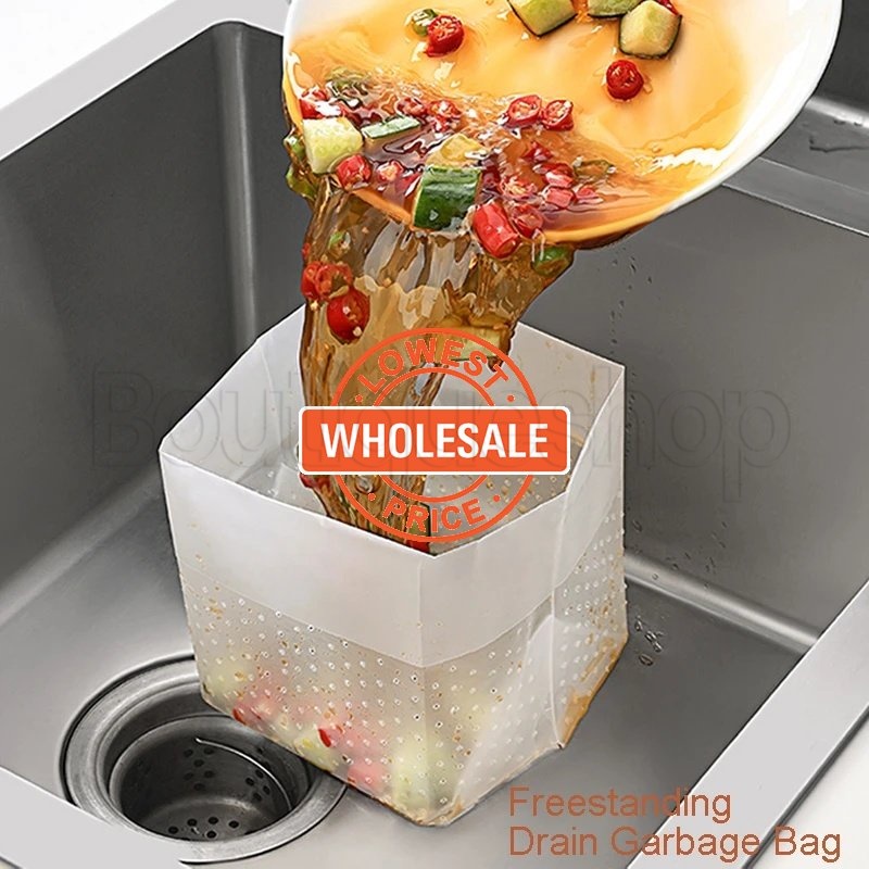 [ Wholesale Prices ] 1PC Self-standing Drain Bags Kitchen Sewer Filters ...