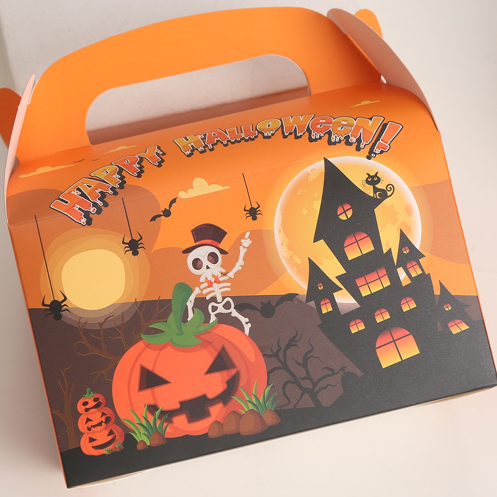 Halloween Cookie Box Square Spider Pumpkin Spooky Square Candy Cake Box ...