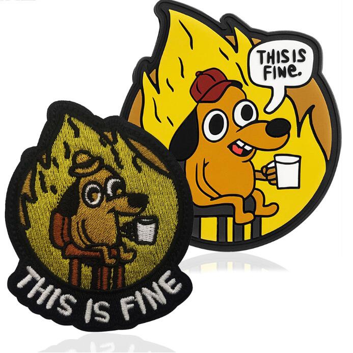 Velcro Patch Hot Sale Anime Cartoon Badge Dog Sitting on Fire Stove ...