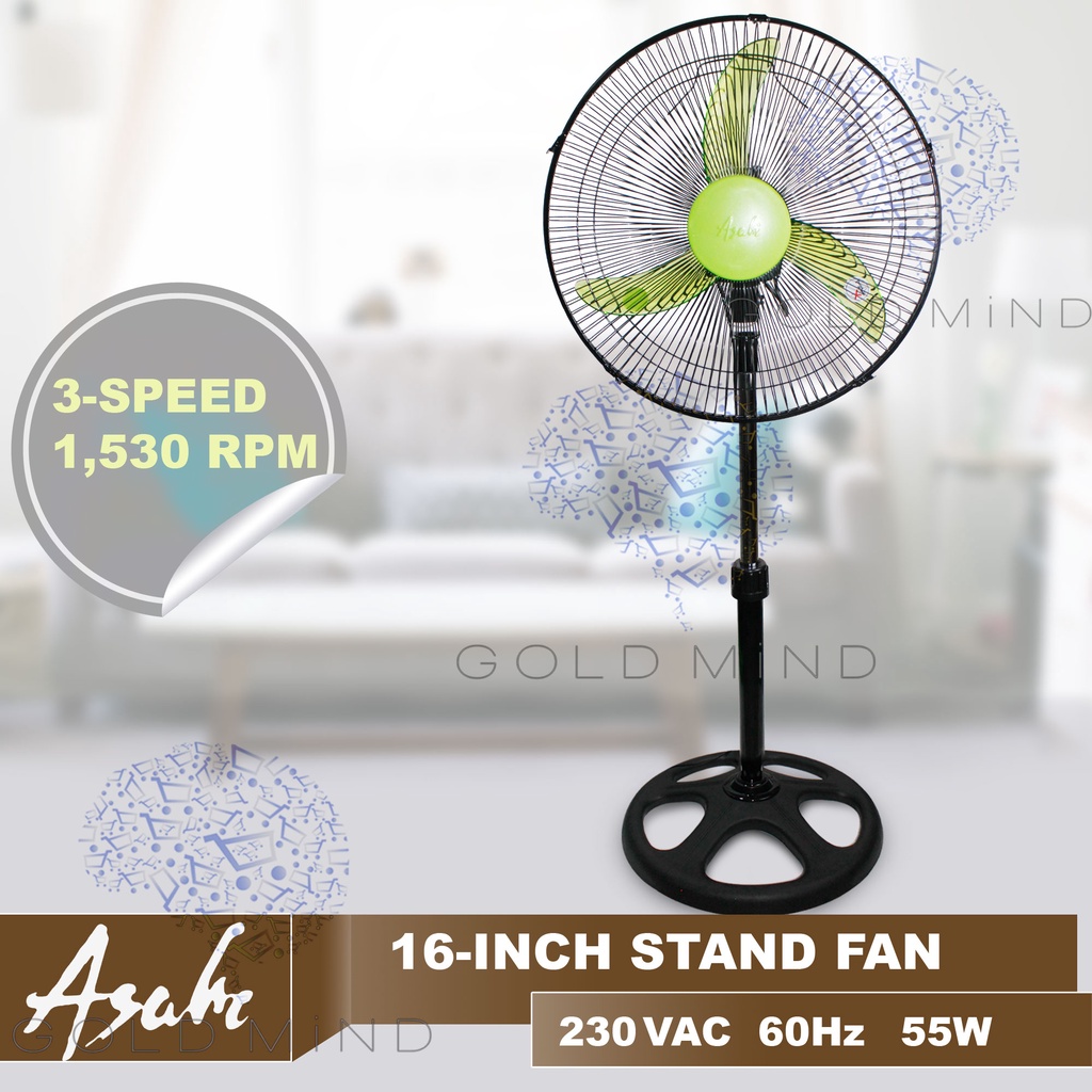 Asahi Electric Fan Stand Fan 16 inches (55W) - Gold Mind Everyday Low ...