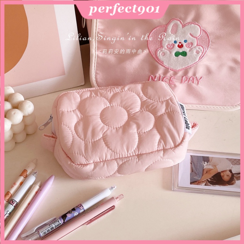 Makeup Bag Cute Flowers Cosmetic Bag Ins Student Large-Capacity ...