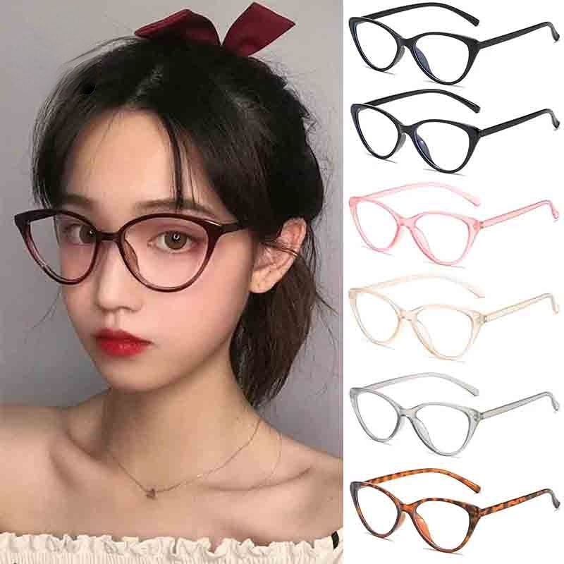Fashion Women Glasses Frame Korean Style Trendy Cat's Eye Glasses Anti Blue Light Retro Large ...
