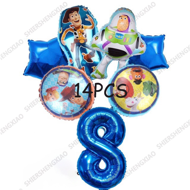 Toy Story Theme Buzz Lightyear Woody Foil Balloon set Cartoon Birthday ...