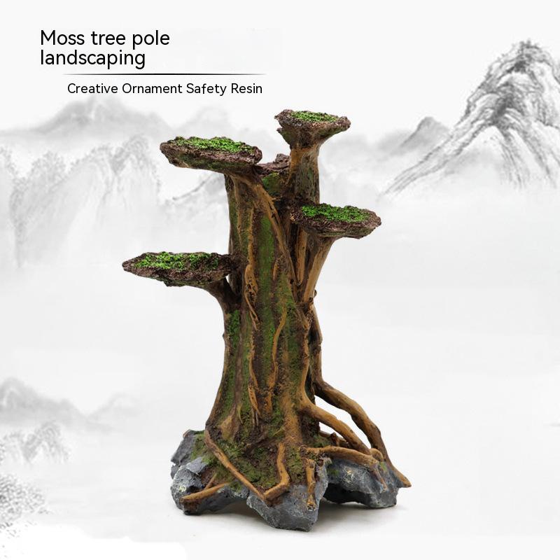 Simulation Moss tree sunken wood fish tank decorative resin Moss tree ...