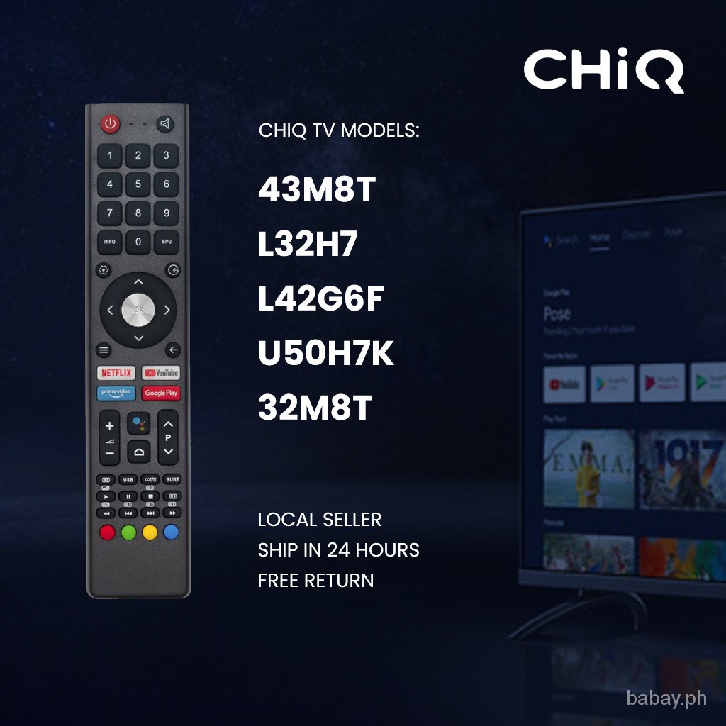 Remote Control for CHIQ TV 43M8T U43H7A U50H7A U55H7A U58H7A U43H7A ...