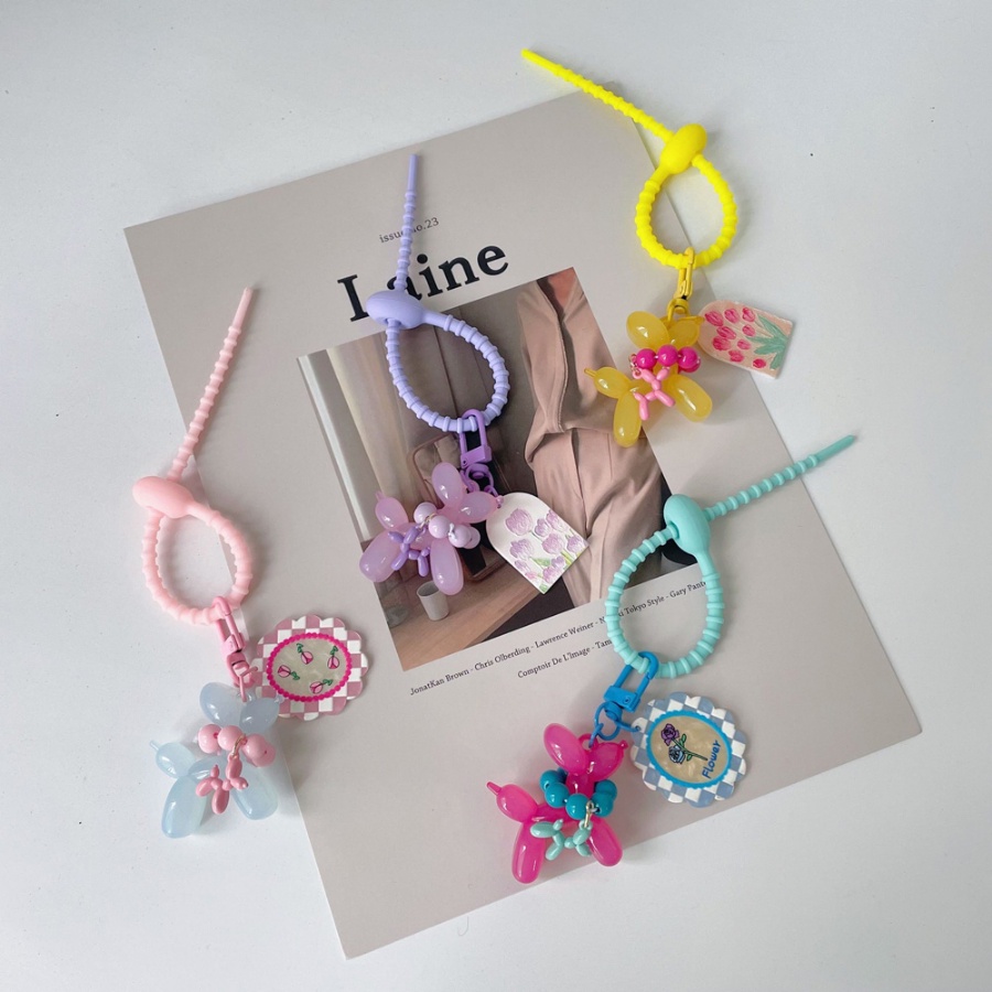 Korean Ins Style Candy Color Balloon Dog Keychains Handmade Diy Girly ...