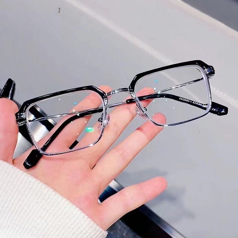 0~-400 new anti-blue light fashion half frame metal glasses anti ...